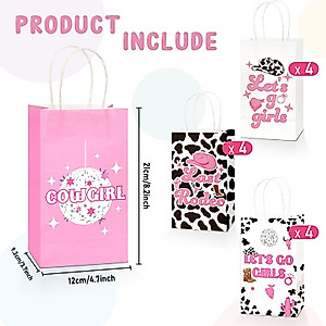16PCS Let's Go Girls Gift Paper Bags Bachelorette Party Supplies Western Cowgirl Party Favors Bags Last Rodeo Bachelorette Party Decorations Disco Birthday Treat Bags for Bridal Shower Bachelorette