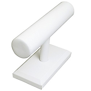 Mooca Bracelet Holder Jewelry Display Jewelry Stand Organizer T-Bar Bracelet Watch Display for Home Organization Bracelet Bangle Holder, White Leatherette