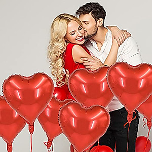 BEISHIDA 30 pcs18inch Red Heart Shape Foil Mylar Balloons for birthday party decorations, Wedding decorations, engagement party, celebration, holiday, show, party activities.