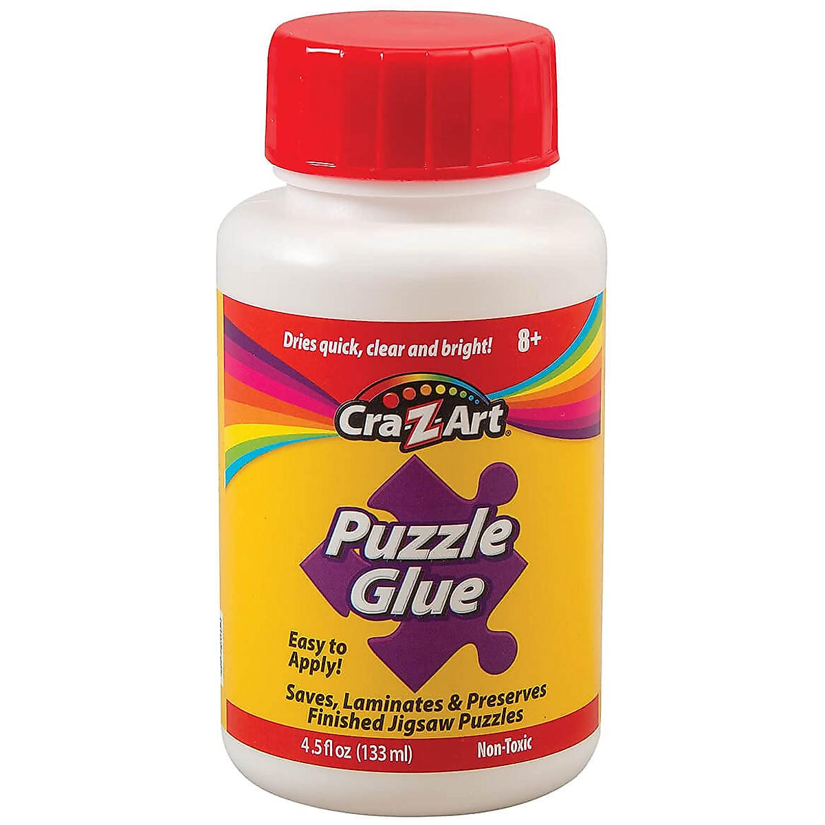 RoseArt Jigsaw Puzzle Glue with Applicator - Saves, Laminates and Preserves Finished Jigsaw Puzzles - Easy to Apply, Dries Quick, Clear & Bright