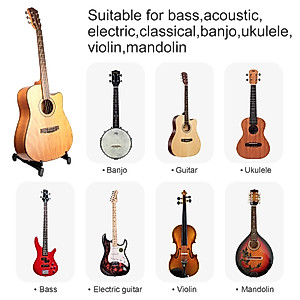 Eison Folding Guitar Stand,Lightweight Adjustable Floor Guitar Holder with 8 Guitar Picks,Portable A Frame Aluminium Music Stand for Acoustic Electric Guitars, Bass, Violin, Ukulele, Mandolin,Banjo