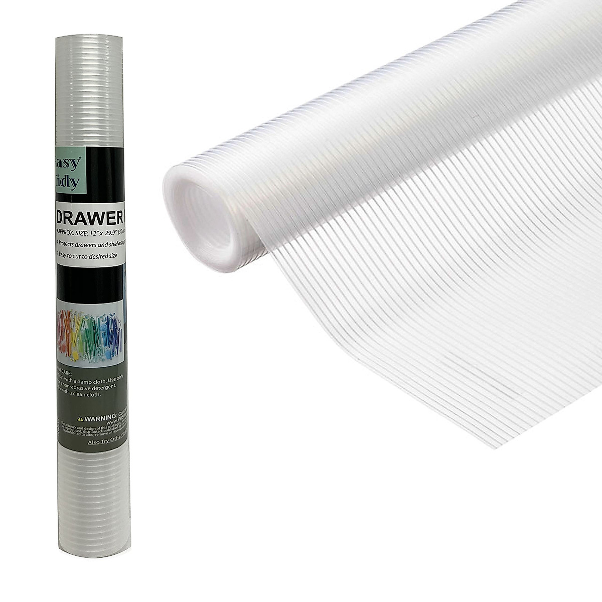 1 Roll Clear Ribbed Shelf Drawer Liner Cover 12"X30" Non Slip Cushion Grip Mat 1 Roll Clear Ribbed Shelf Drawer Liner Cover Non Slip Cushion Grip Tool Box Mat Pad 12" Wide X 30" Long Approx Lining