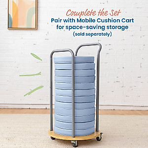 ECR4Kids SoftZone Floor Cushions with Handles, 2" Deluxe Foam, Round, Powder Blue, (6-Pack)