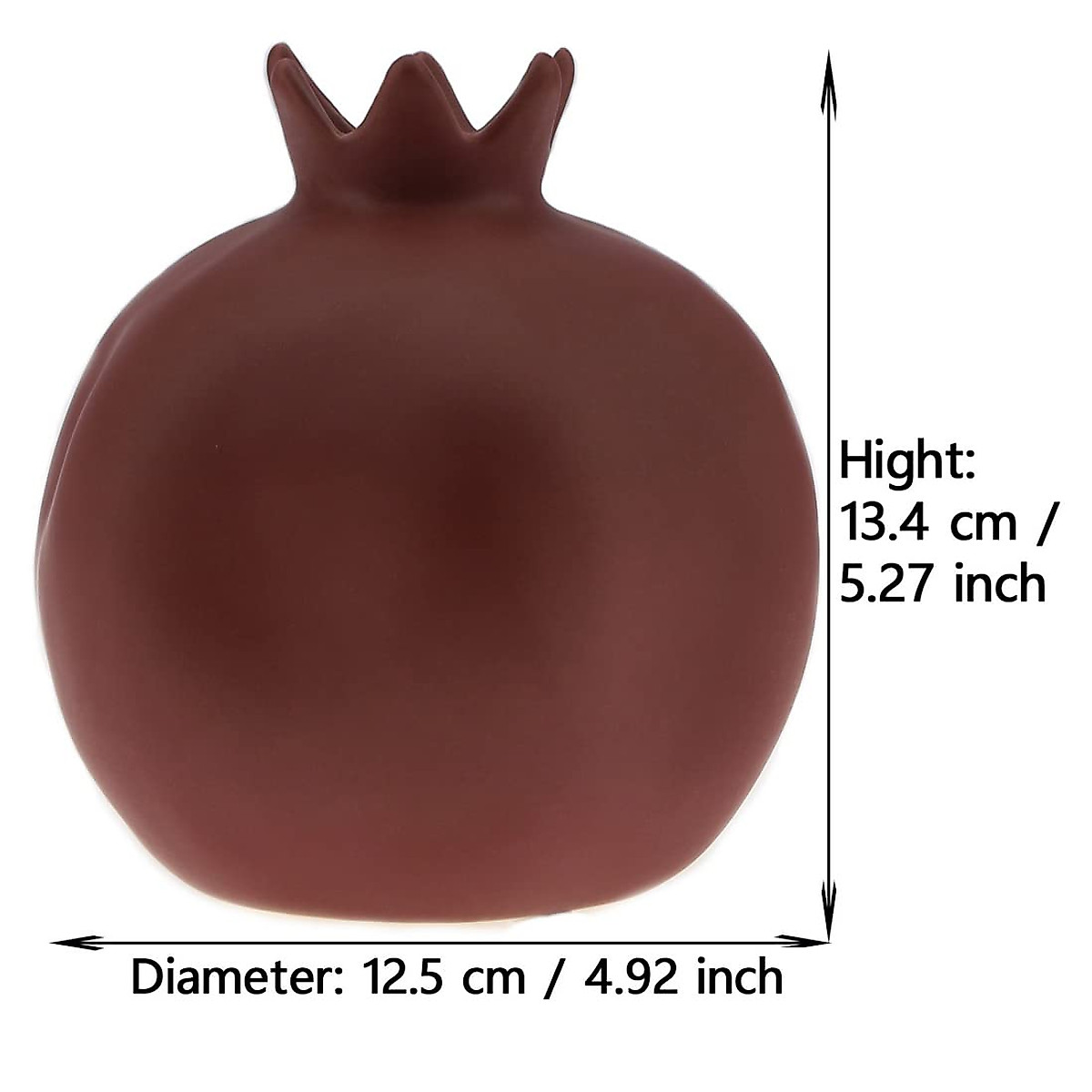Woration Ceramic Vase Brown Pomegranate Shape Creative Flower Vase Home Decor Flower Arrangement Ornaments for Fireplace Bedroom Livingroom Office Desk Table