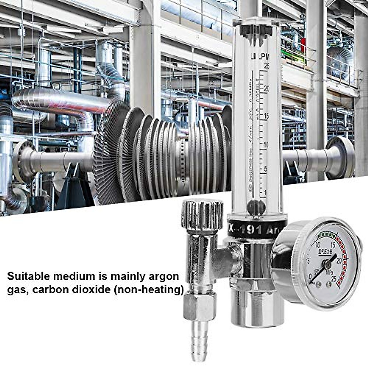 Argon Regulator Gas Reducer,CGA540 Outlet Male Thread Argon/Carbon Dioxide Regulator Gas Flowmeter with Guage for TIG Welder Machine