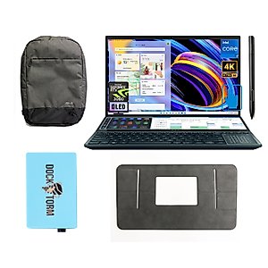 ASUS ZenBook Pro Duo Laptop 15.6" 4K UHD OLED Touchscreen (Intel i7-12700H 14-Core, 16GB LPDDR5, 4TB PCIe SSD, GeForce RTX 3060 6GB, ScreenPad Plus, Stylus, Backlit KYB, Win 11 Pro) w/Dockztorm Dock