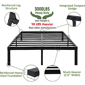 45MinST 18 Inch Platform Bed Frame/Easy Assembly Mattress Foundation / 3000lbs Heavy Duty Steel Slat/Noise Free/No Box Spring Needed,Cal King