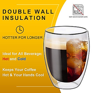 ComSaf Double Wall Glass Coffee Mugs 8.5 OZ 12 OZ, Insulated Thermal Cups for Office Home, Drinking Glasses For Tea/Coffee/Latte/Cappucino/Cafe/Milk, Clear