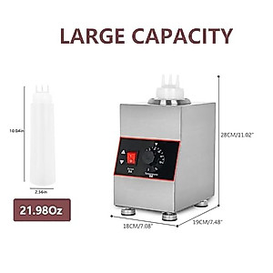 HYTRDJKDF Electric Sauce Warmer, 1/2/3/4 Grids Hot Fudge Bottle Warmer, Jam Heat Preservation Machine, 86-185°F Adjustable(1Bottle)