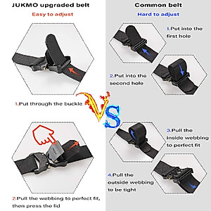 JUKMO Tactical Belt, Military Hiking Rigger 1.5" Nylon Web Work Belt with Heavy Duty Quick Release Buckle (Black, Medium)