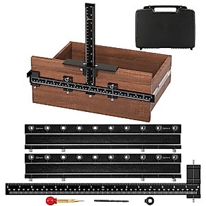 Cabinet Hardware Jig Tool, Aiment All Aluminum Pull Jig with Extensions for Oversized Handles, Adjustable Punch Locator Drill Template Guide for Door & Drawer Front Knobs, Pulls and Shelf Pin Holes