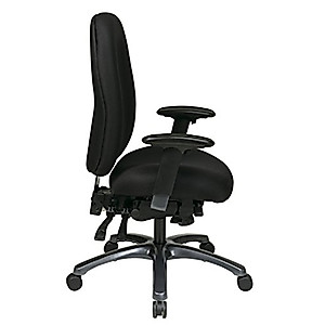 Office Star 8500 Series Multi-Function Ergonomic Executive Office Chair with Seat Slider and Titanium Finish Base, High-Back, Icon Black Fabric
