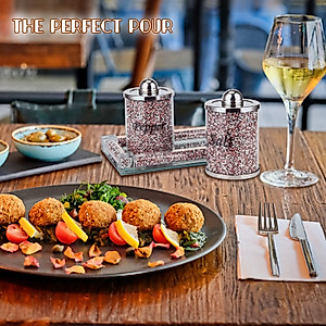 Sugar Tea Coffee Glass Storage Container with Tray 4pcs & Glass Pepper Salt Shakers Jars Set with Tray Pink