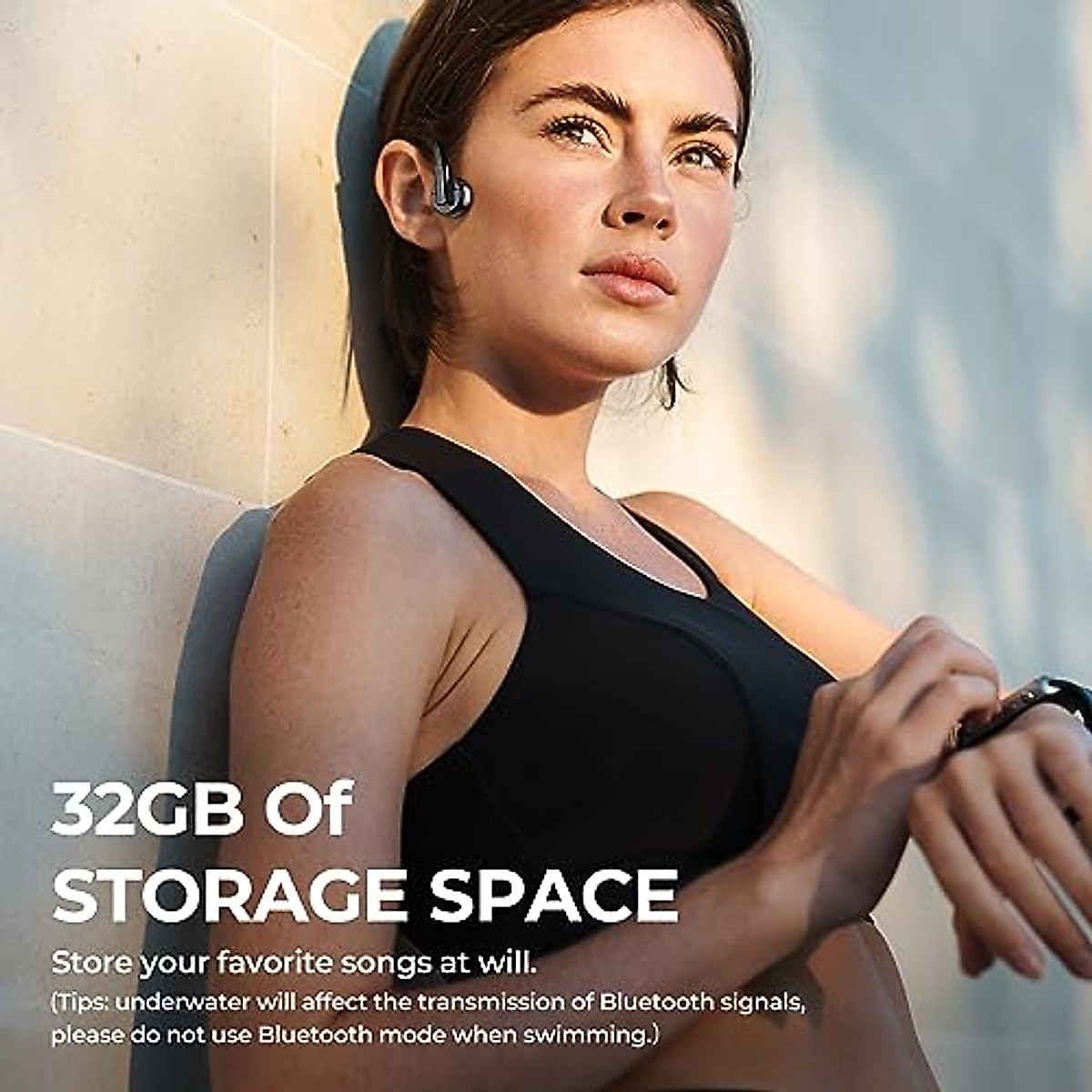 fojep 3-in-1 Bone Conduction Headphones for Swimming/Waterproof, Open Ear Bluetooth Headphones, Wireless Earphones Sport Earbuds with Built-in MP3 Player 32G Memory for Running, Cycling, Hiking, Gym