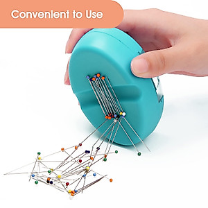 Coitak Magnetic Sewing Pincushion with 100 Plastic Head Pins, Magnetic Pins Holder for Sewing Quilting