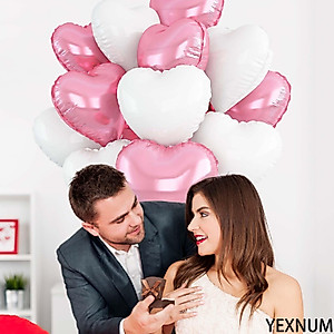 30PCS White Pink Heart Balloons,18 inch Heart Shape Balloons,Heart Party Decorations,Suitable for Baby Shower Wedding Birthday Party Decorations