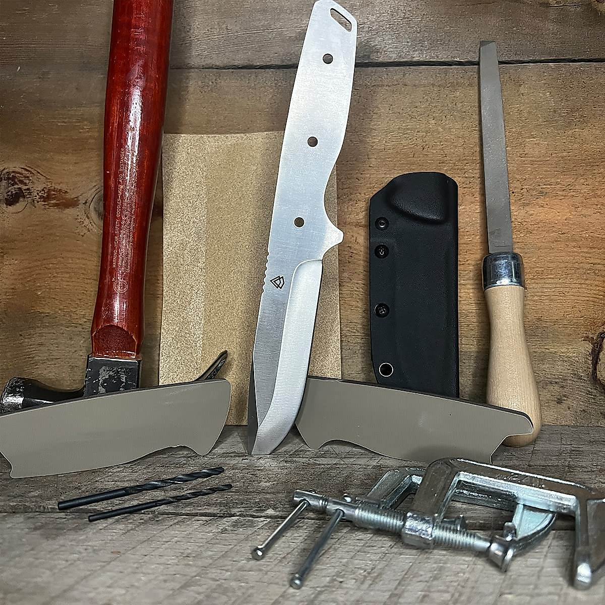 Black Sierra Survival Bowie Knife Building Kit - Hunting Knife with Sheath, DIY Stainless Steel Fixed Blade Full Tang Camping Knife comes with Kydex Sheath, Gift Idea