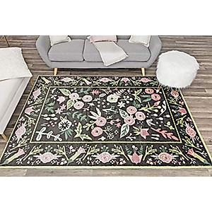 Rugs America Onyx & Pink Gardenias Transitional Rug Gardenia Pink Onyx VA30A 2'0"X4'0" Area Rug
