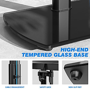 Rfiver Swivel TV Floor Stand with Mount for Apple TV/Roku Ultra, Universal for 32-65 Inch LCD LED Flat Screen, Height Adjustable TV Mount Stand with Shelf, Space Saving Corner TV Stand for Home Office