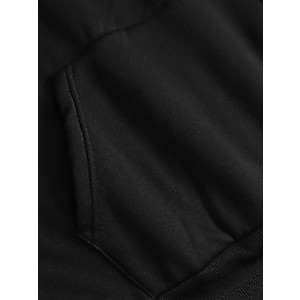 SHENHE Women's Slogan Letter Print Long Sleeve Hooded Sweatshirt Pullover Hoodie Tops Black L