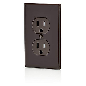 Leviton T5320 15 Amp, 125 Volt, Tamper Resistant, Duplex Receptacle, Residential Grade, Grounding, Brown