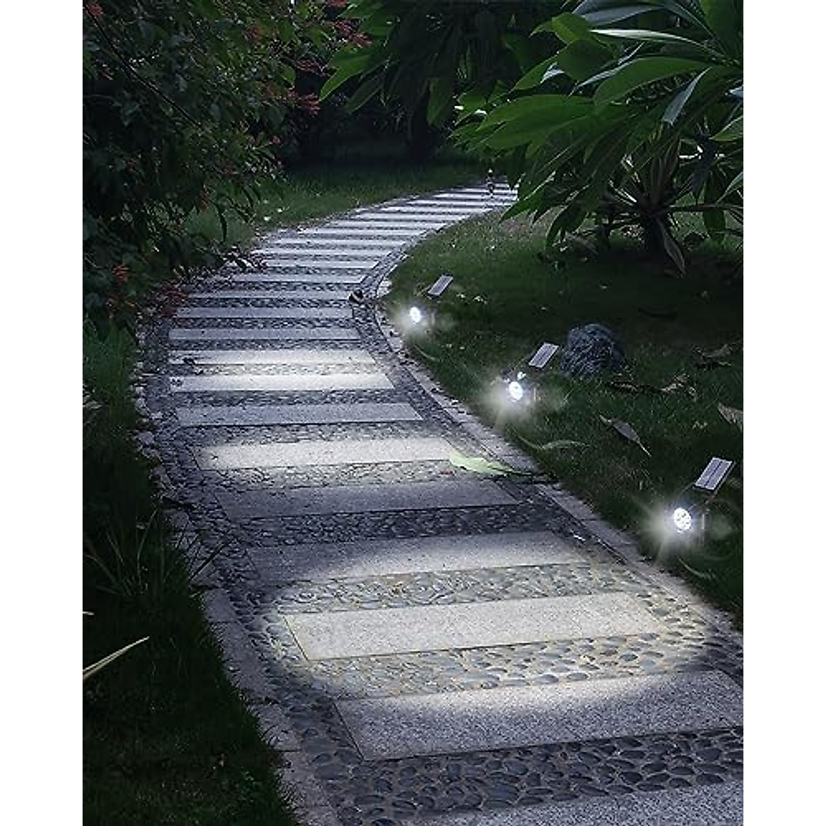 FALOVE Solar Lights, 2-in-1 Waterproof 4 LED Solar Spotlight Adjustable Wall Light Landscape Light Security Lighting Dark Sensing Auto On/Off for Patio Deck Yard Garden Driveway Pool Area(2 Pack)