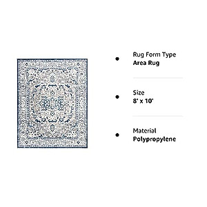 SAFAVIEH Brentwood Collection 8' x 10' Light Grey/Blue BNT851G Medallion Distressed Non-Shedding Living Room Bedroom Dining Home Office Area Rug