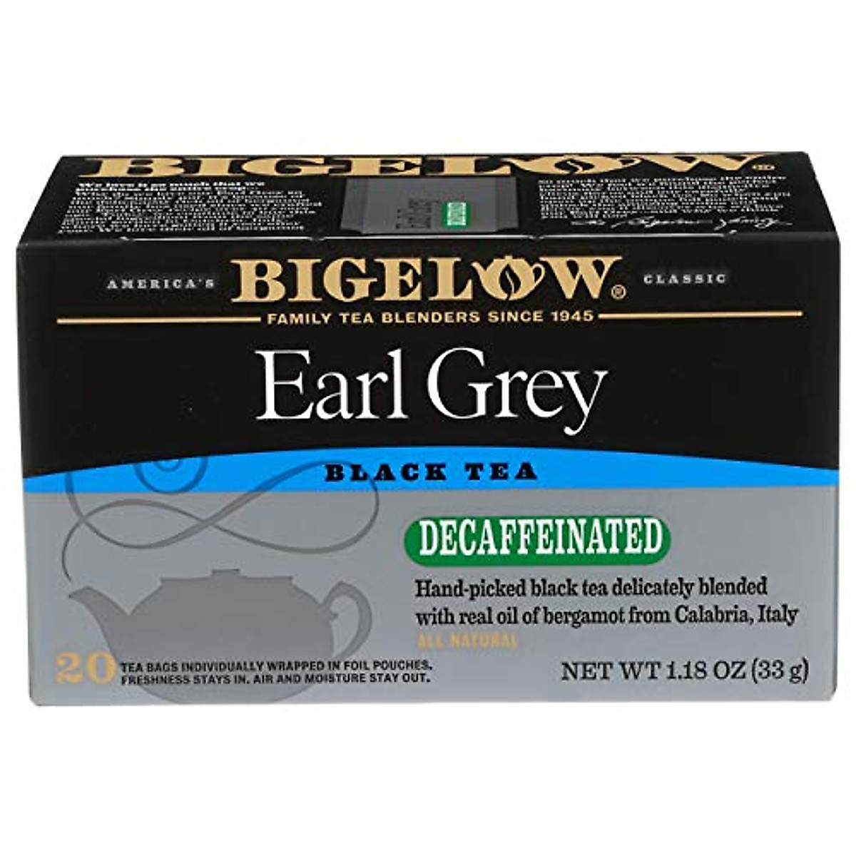 BigelowTea Earl Grey Tea (Decaffeinated), 20 Count(Pack of 1)