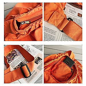 Canvas Shoulder Bags for Women Trendy Messenger Bag Cute Large Purse College Hobo Crossbody Bag (Orange)
