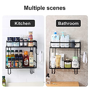 WORTHBUY Bathroom Over Toilet Storage Shelf, Bathroom Organizer, Above Storage Cabinet Restroom Paper Holder, No Drilling Space Saver with Wall Mounting Design (Black)