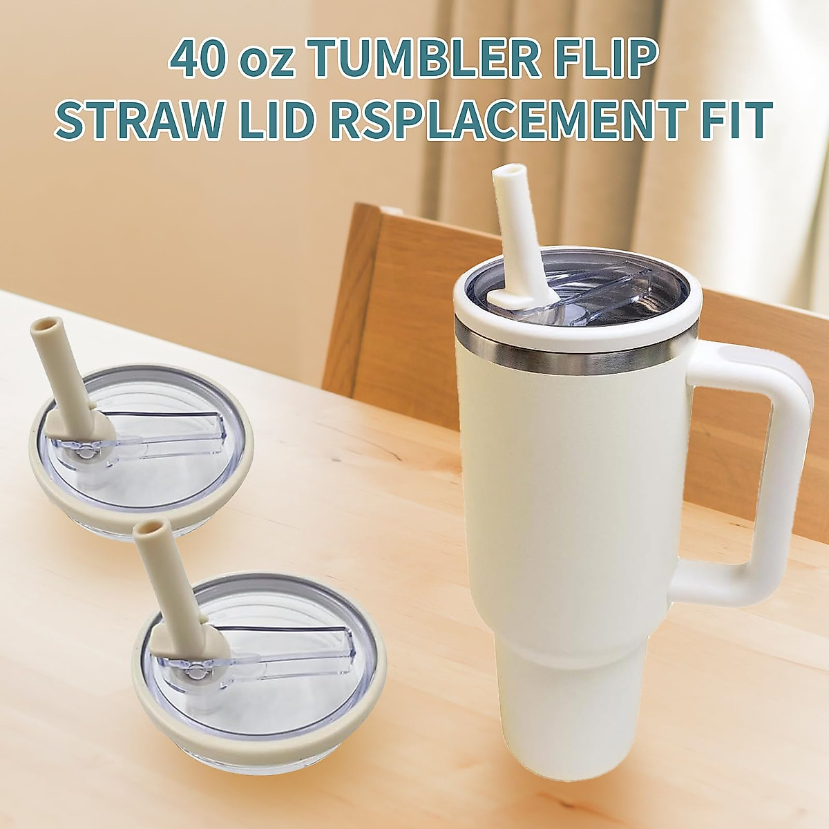 30 oz Tumbler Flip Straw Lid Replacement Fit Compatible with Stanley Quencher Cup,2 PCS Spill Proof Splash Resistant and Leak Proof Lids,Reusable Tumbler Cover Compatible with Stanley Tumbler Cup (A)