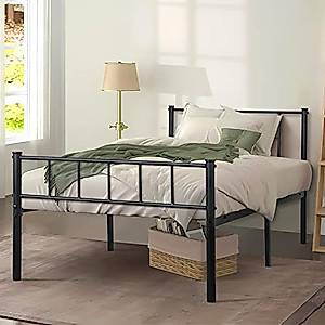 Dkelincs Twin Size Bed Frame with Headboard and Foot Board, Heavy Duty Steel Metal Platform Bed Frame, Reserved Storage, No Box Spring Needed, Easy Set Up, Black
