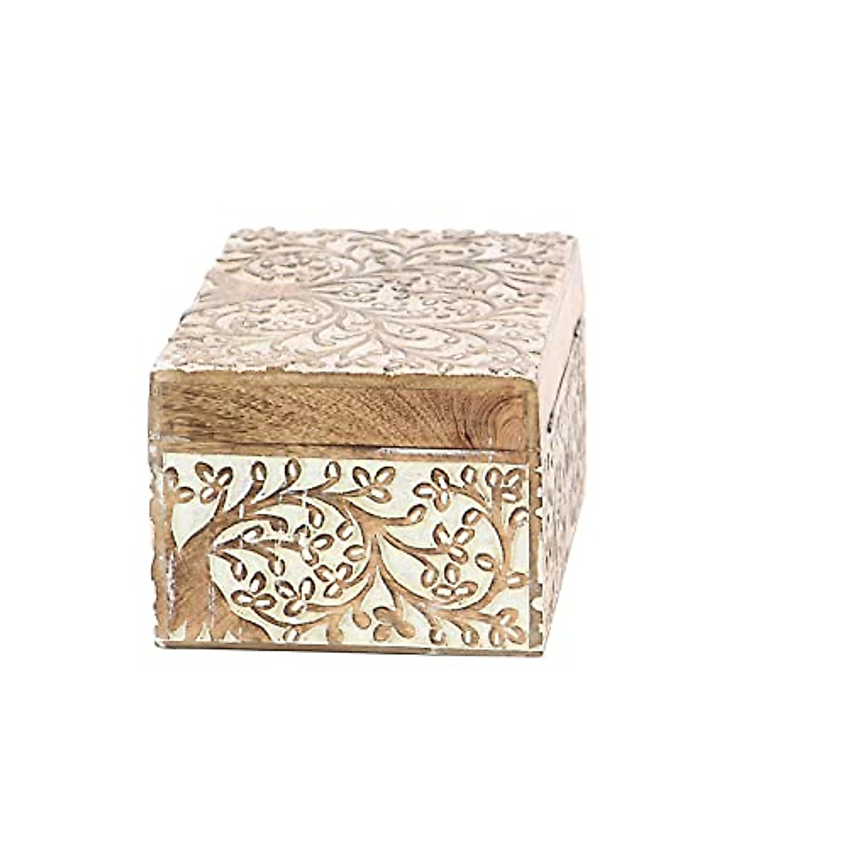 Deco 79 Mango Wood Floral Box with Hinged Lid, Set of 3 8", 10", 12"W, Brown