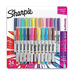 SHARPIE Color Burst Permanent Markers, Ultra Fine Point, Assorted Colors, 24 Count