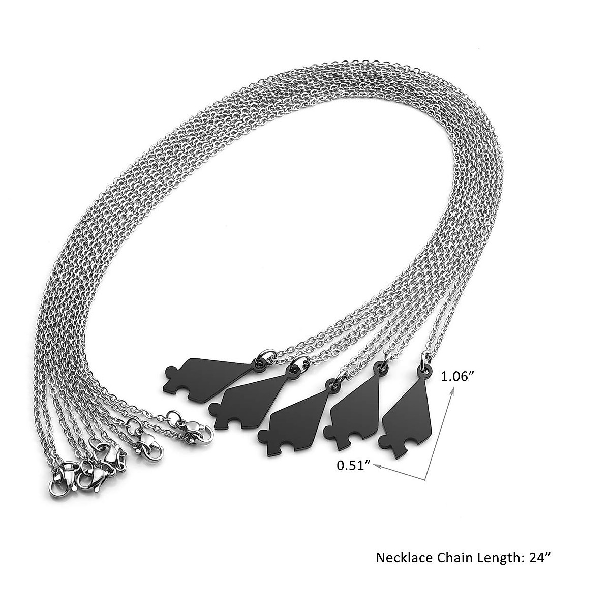 PiercingJ Personalized Engraved Custom 5 Pieces Best Friends BFF Family Puzzle Necklaces Stainless Steel Pentagram Star Friendship Matching Jigsaw Pendant Chain for Women Sisters Gift