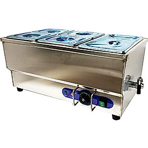 INTBUYING 5 Pan Food Warmer Steam Table Countertop Steamer Kitchen Supply