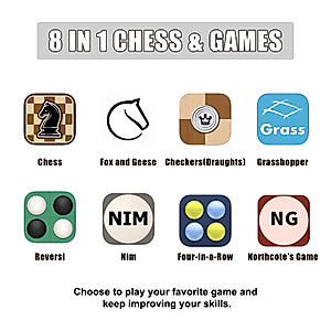 Vonset Touch Electronic Chess 8 in 1 Chess Handheld Electronic Chess Game for Kids and Adults to Learn Chess Travel Chess Set with Stylus Large LCD Display Gift