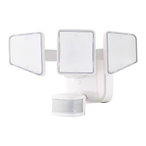 Enbrighten 2-in-1 LED Flood Light Outdoor, Security Light, 3100 Lumens, 3 Adjustable, 2200K-5000K, Motion Sensor Outdoor Light, White, 3 Head, Perfect for Driveway, Patio, Garage, and More, 40939
