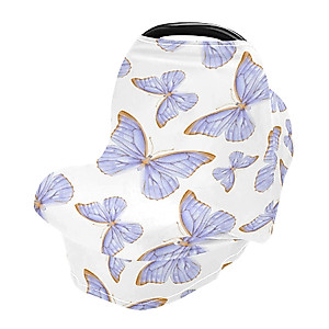 Nursing Cover Breastfeeding Scarf Purple Butterflies- Baby Car Seat Covers, Stroller Cover, Carseat Canopy(6te0j)
