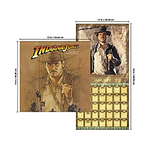 Classic Indiana Jones Calendar 2025 - Deluxe 2025 Indiana Jones Wall Calendar Bundle with Over 100 Calendar Stickers (Dr. Jones Gifts, Office Supplies)