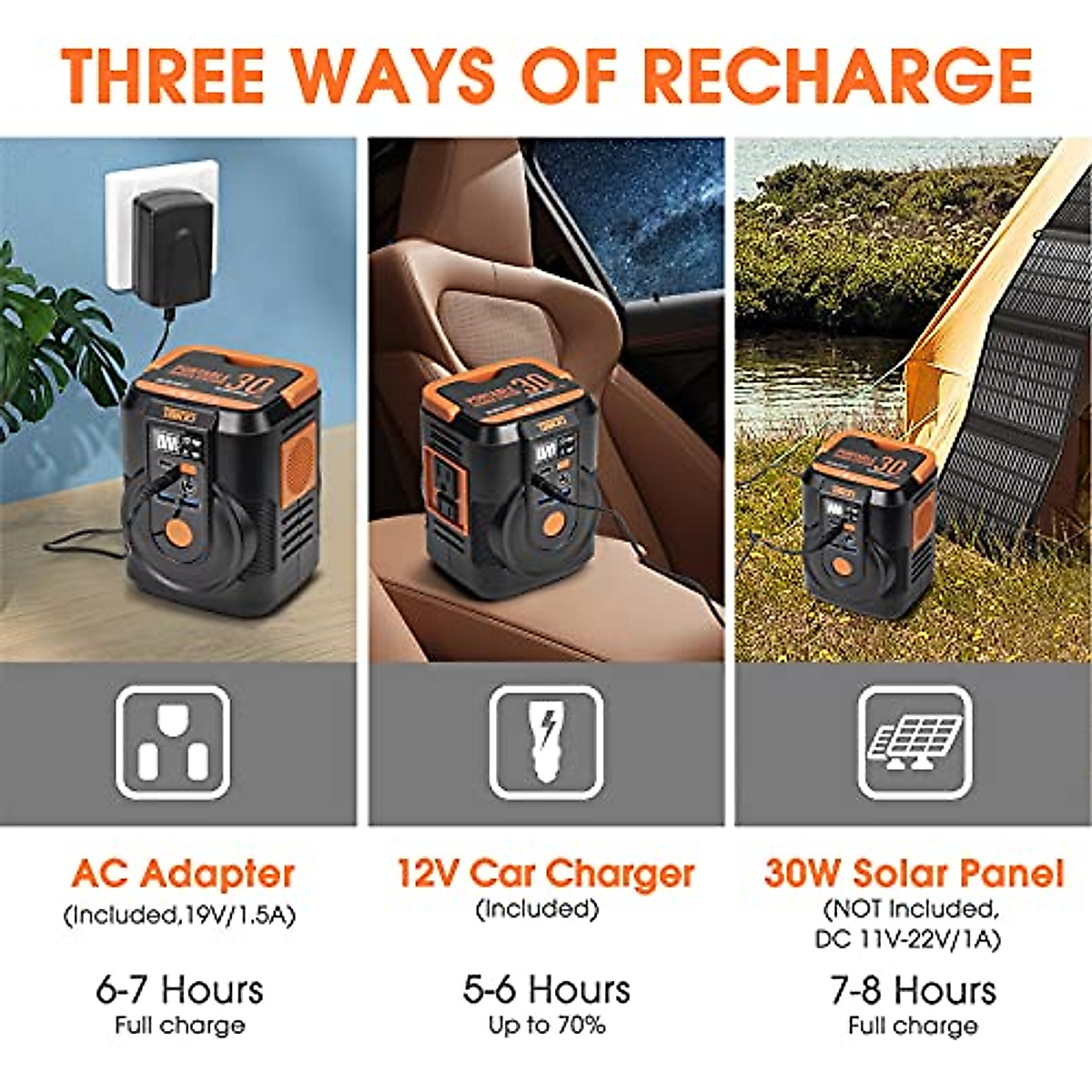 111Wh Portable Power Station, Takki Camping Solar Generator Power Bank with AC Outlet USB DC Port, Portable Charger Battery Pack for Fan, Camping, Laptop, School, Home, Emergency Backup