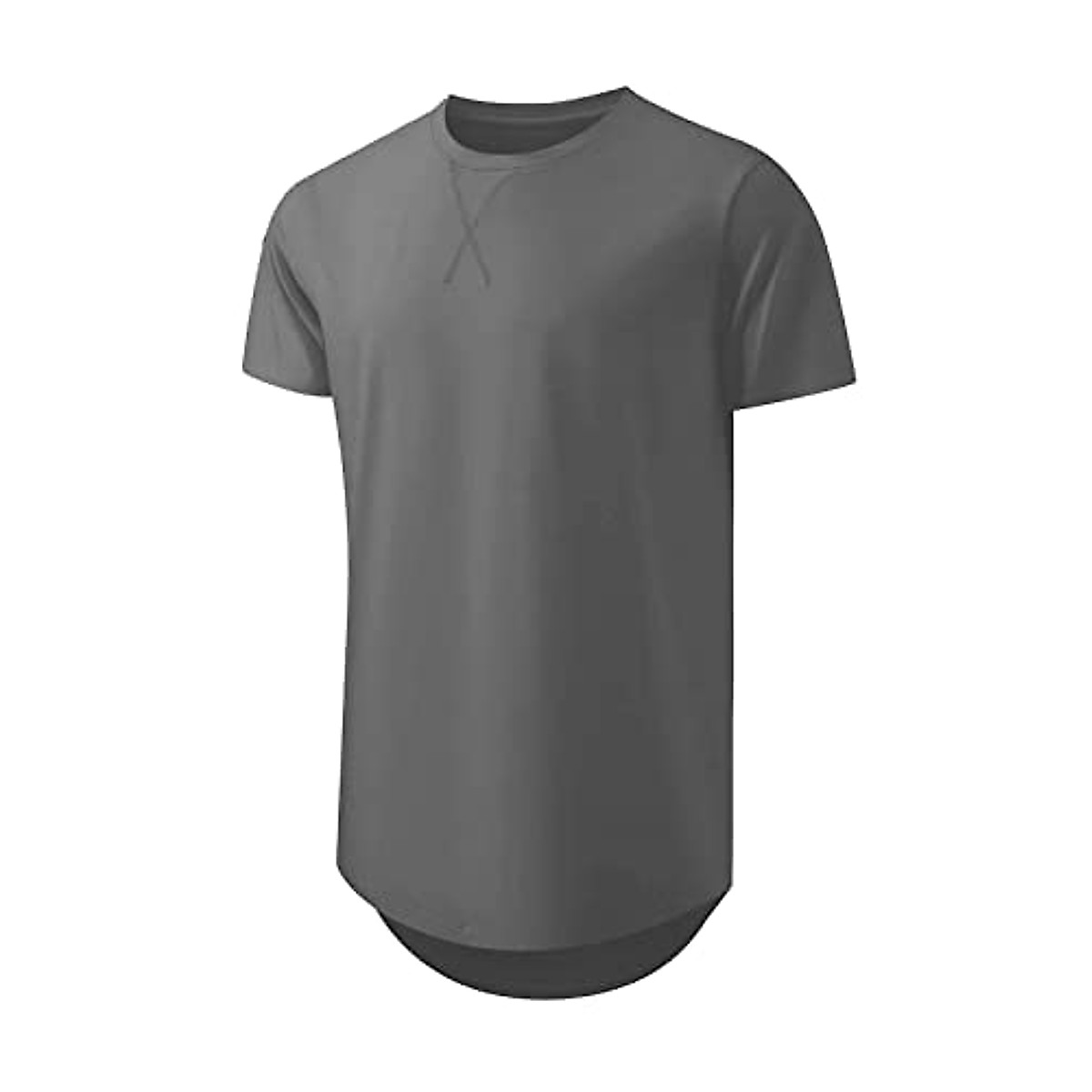 JMIERR Men's 3 Pack Cotton Hipster Hip Hop Longline Crewneck T-Shirt, Short Sleeve T Shirts for Men Pack, US 43(L), Black/Dark Grey/Khaki