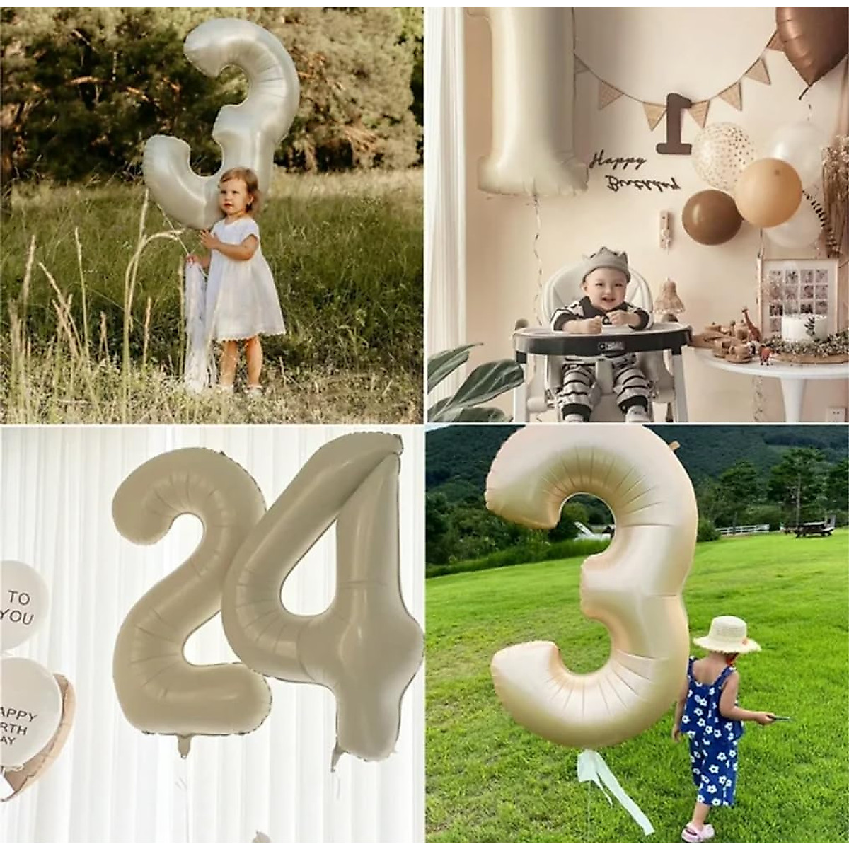 Number 2 Balloon 40 Inch Cream White Giant Two Balloon Number Birthday Decorations, 2nd 12 21st Party Celebration Decorations Graduations Anniversary Baby Shower