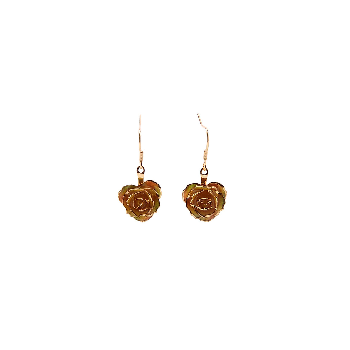 Eternal Rose 24k Gold Real Rose Flower Women's Dangle Drop Earrings (Thanksgiving Bouquet)