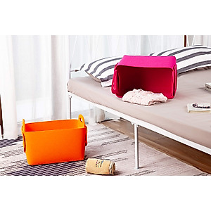 Storage Basket Felt Storage Bin Collapsible & Convenient Box Organizer with Carry Handles for Office Bedroom Closet Babies Nursery Toys DVD Laundry Organizing