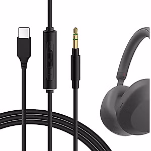 GEEKRIA USB-C Digital to Audio Cable with Mic Compatible with Sony WH-10000XM5 1000XM4 1000XM3 XB910N Cable, Replacement Type-C Audio Cord with Inline Microphone and Volume Control (4 ft / 1.2 m)