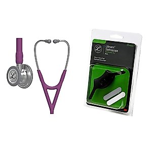 3M Littmann Stethoscope, Cardiology IV, Plum Tube, Stainless Steel Chestpiece, 27 inch, 6156 & 40007 Stethoscope Identification Tag, Black