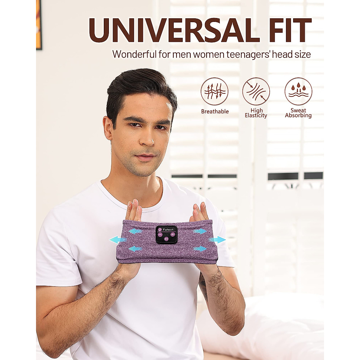 Navly Sleep Headphones, 10Hrs Sports Headband with Soft Cozy Earbuds Comfortable, Headphones Headband with Ultra-Thin HD Stereo Speakers Perfect for Workout,Running,Yoga,Travel