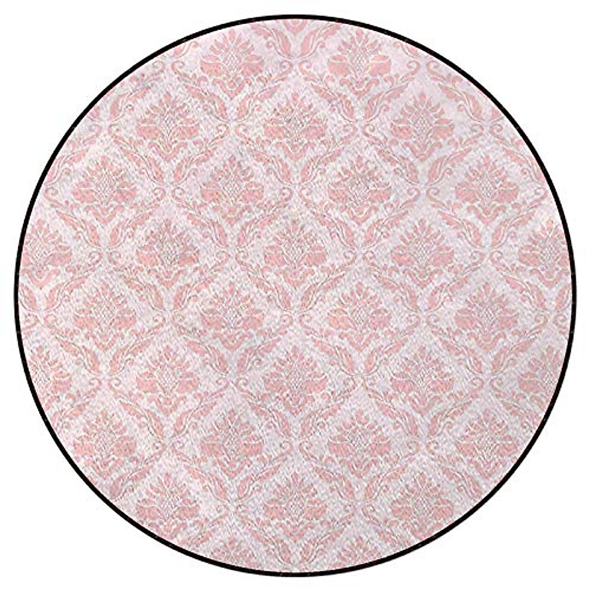 Ba Pink Pale Pink Round Area Rug Blush Computer Desk Mats for Office Chair Diameter 4 ft