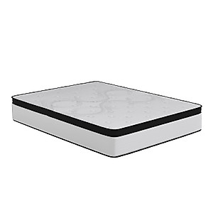 Flash Furniture Capri Comfortable Sleep 12" Hybrid Pocket Spring and Foam Mattress in a Box, Extra Firm Foam Pocket Spring Hybrid Mattress, Queen